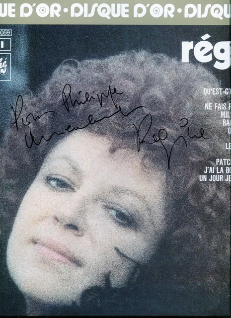 AUTOGRAPHE DÉDICACE ORIGINAL de la Chanteuse RÉGINE sur Pochette Album ...