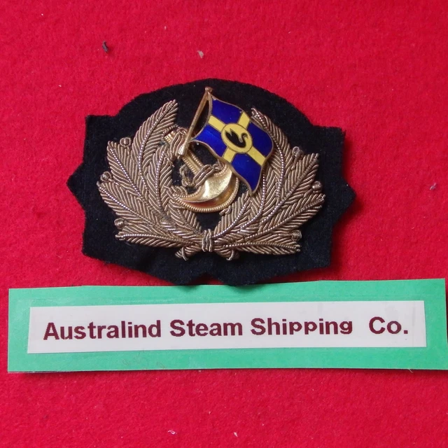 MERCHANT NAVY OFFICERS cap badge. "AUSTRALIND STEAM SHIPPING Co" 1904 ...