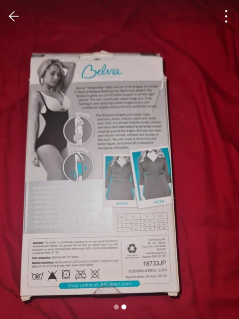 BELVIA FIRM CONTROL Slimming Bodysuit Waist/Hips/Stomach/Back Black XXL ...