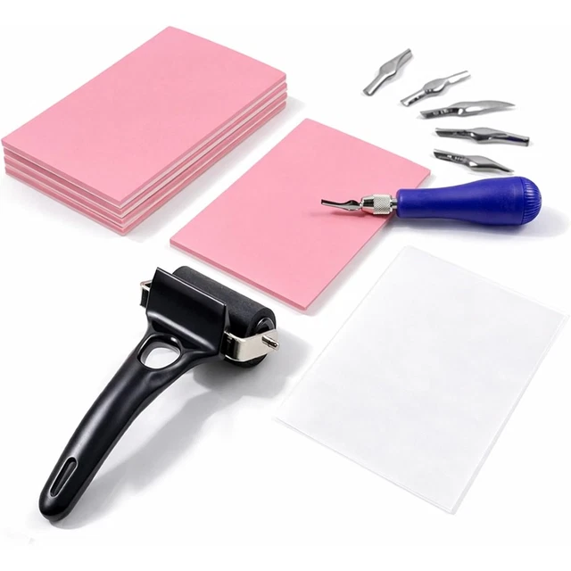 ART LINOCUT KIT for Printmaking, Rubber Stamp Carving Printing Kit ...