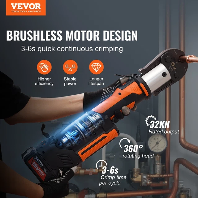VEVOR PROPRESS TOOL, 18V Electric Pipe Crimping Tool for 1/2”, 3/4”, 1 ...