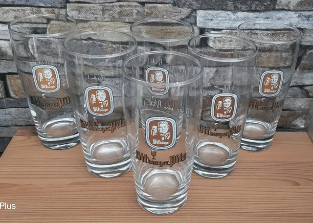 6 WILLYBECHER BIERGLÄSER Bitburger Pils altes Logo 80er Jahre VEBA Glas ...