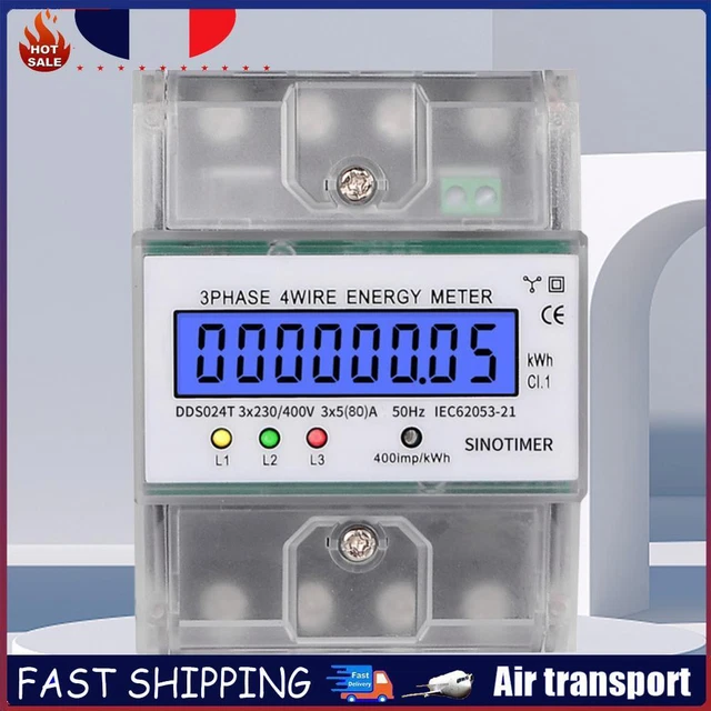ELECTRIC ENERGY METER DIN Rail Electricity Usage Meter 5-80A 400V ...