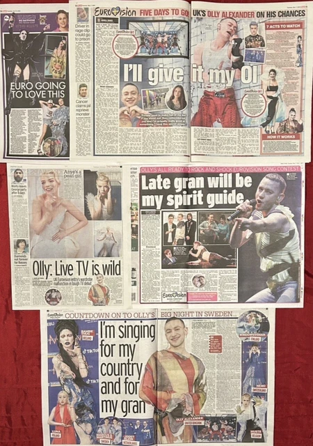 EUROVISION 2024 OLLY Alexander UK Newspaper Magazine Clippings Cuttings ...