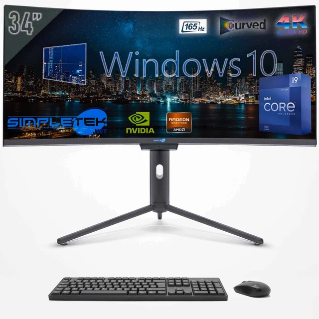 PC ALL IN ONE CORE i9 GEN 34" CURVO 4K GPU RTX4060 8GB WIN10 64GB 2TB ...