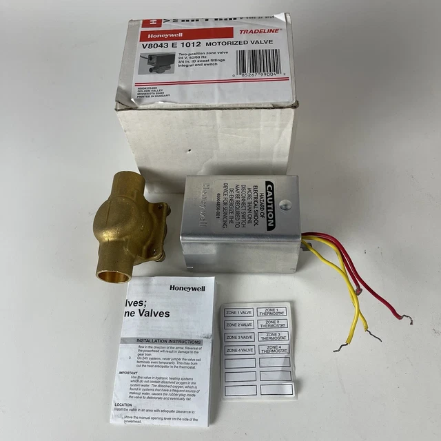 HONEYWELL ZONE VALVE V8043E1012, 24V, 3/4", W/ End Switch - Untested ...