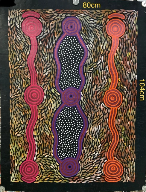 SHARON BUTCHER ABORIGINAL Artist Painting WATER MEDICINE LEAF SEEDS ...