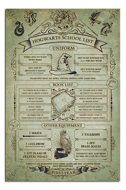 HARRY POTTER HOGWARTS School List MAXI Poster New - Maxi Size 36 x 24 ...