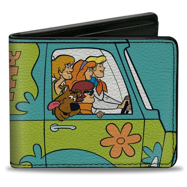 BI-FOLD WALLET SCOOBY Doo Group Driving Mystery Machine Side Pose Blue ...