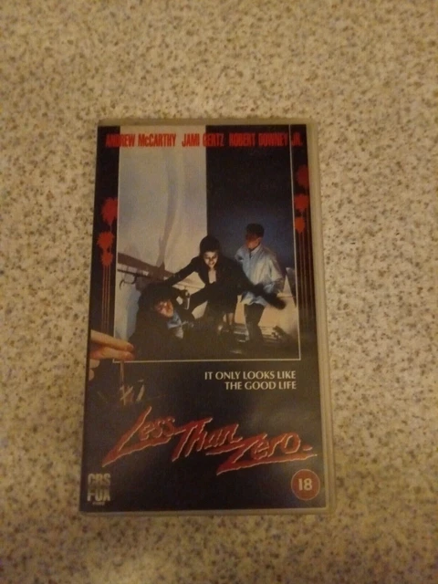 LESS THAN ZERO VHS Video Andrew McCarthy Rare UK PAL VHS ROBERT DOWNEY ...