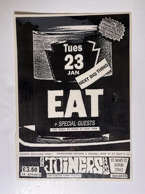 MANGER BANDE FLYER Laminé The Joiners Arms Southampton23rd Janvier ...