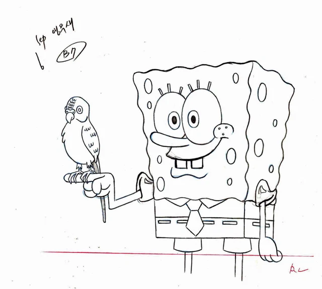 BEST NICKELODEON VAULT ! The SpongeBob Prod CEL DRAWING " #9740 "SLEEPY ...