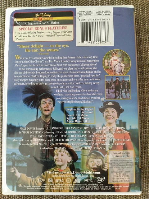 MARY POPPINS (GOLD Collection) Dvd $5.45 - PicClick CA