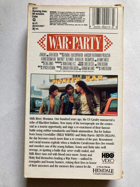 WAR PARTY VHS HBO Video 1988 Kevin Dillon Native American Revenge ...
