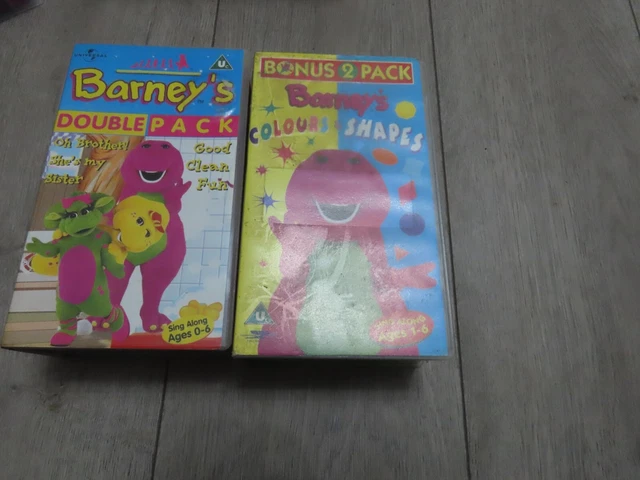 2 VINTAGE DOUBLE Barney VHS, Colours and Shapes, Oh brother shes my ...