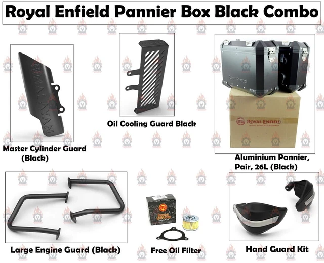 ROYAL ENFIELD &BLACK Panniers Box Combo" For Himalayan 411cc & Scram ...