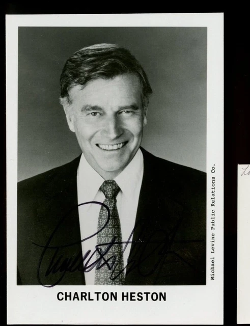 AUTOGRAFATO 7X5 FOTO Legendary Actor Charlton Heston Ben Hur Dieci ...