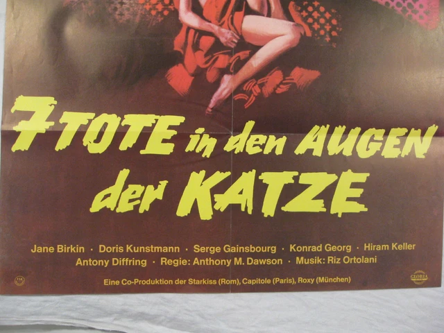 7 SIEBE TOTE in den Augen der Katze - Filmplakat - Jane Birkin Serge Gainsbourg EUR 17,00 ...