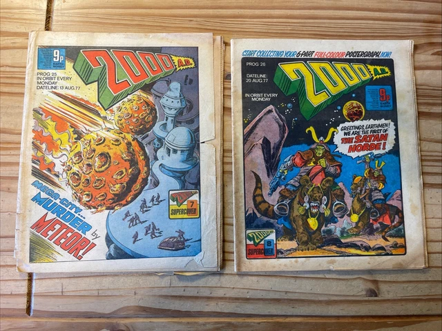 2000AD #25 FAIR and #26 Good Condition 1977, Judge Dredd, Harlem Heroes ...