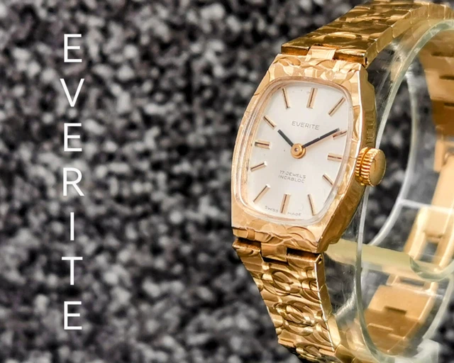 VINTAGE EVERITE SWISS Made Watch, 17 Jewels, Hand Wind, Gold-Plated ...