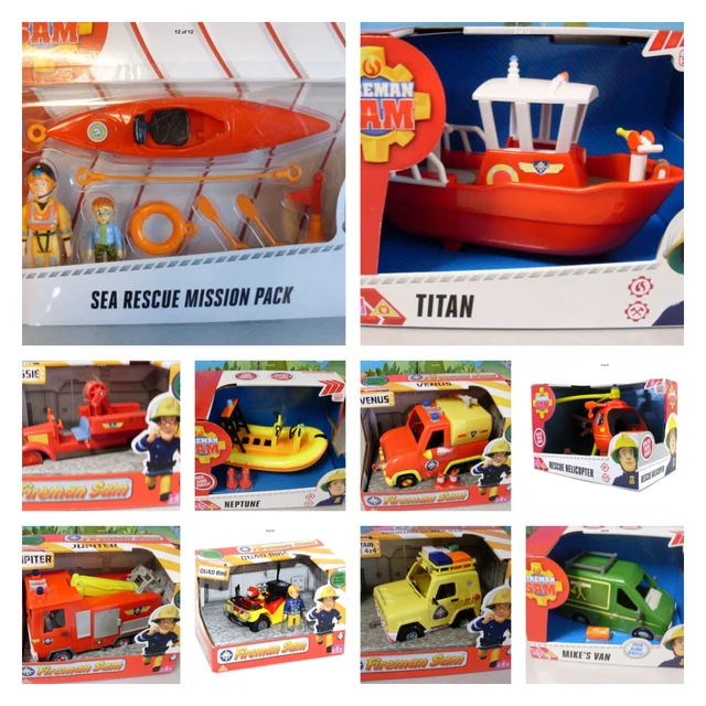 FIREMAN SAM TITAN + Floods Van + Neptune + Helicopter + Walleby + Juno ...