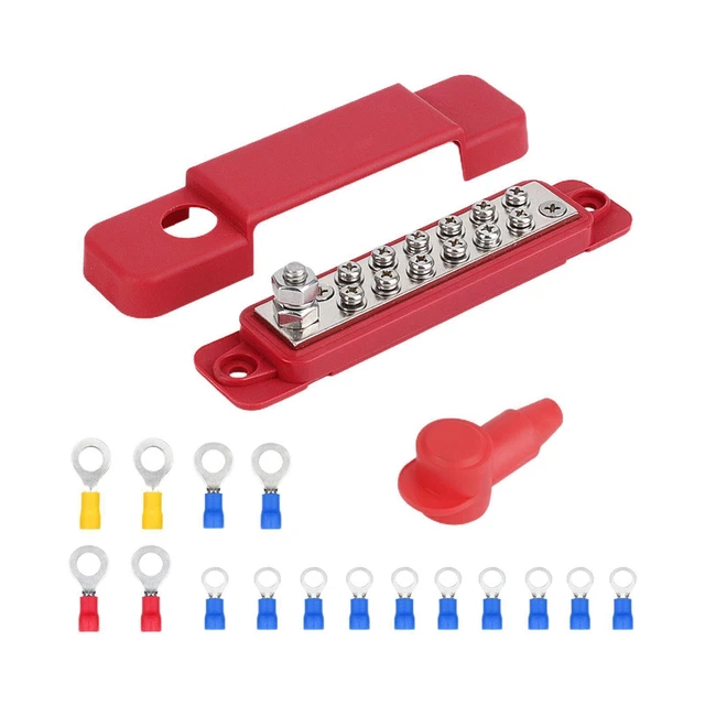 12 POINT BUSBAR Bus Bar Power Distribution Block 150A 8V Black Red Tool ...