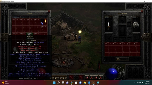 DIABLO 2 II Resurrected Softcore Non Lad Eth Insight Thresher 17 Aura ...