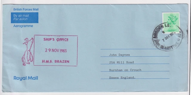 ROYAL NAVY FRIGATE HMS Brazen 'Bluey' Maritime Mail Aerogramme £4.00 ...