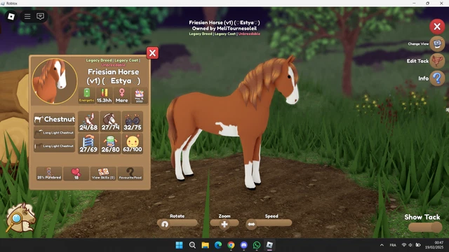 ROBLOX WILD HORSE Island ~ V1 Friesian Horse Chestnut Coat EUR 10,00 ...