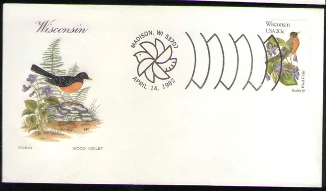 ÉTATS-UNIS. 2001. 20C. Wl State oiseaux et fleurs. House of Farnam ...
