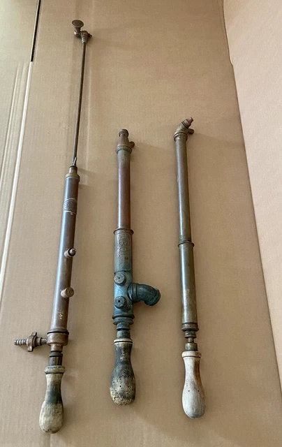3 VINTAGE 1930'S brass Garden Syringe hand pumps,sprayers,W.T.French ...