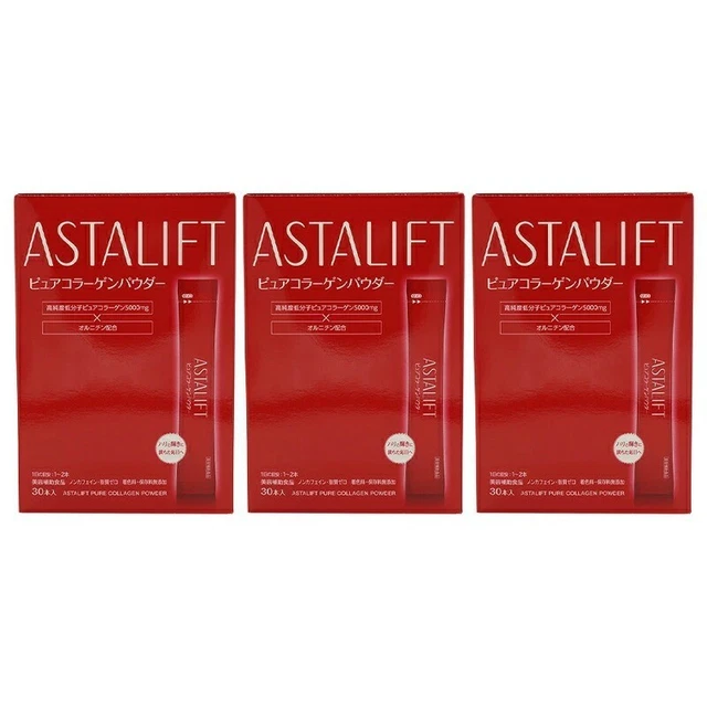 ASTALIFT PURE COLLAGEN Powder Stick Type 30 Days 5.5g x 30 Sticks 3 ...