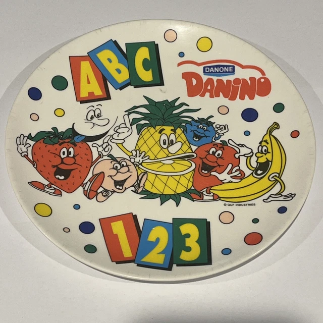 VINTAGE DANONE YOGHURT Fruit Danino Collectable Plate ABC 123 90s ...