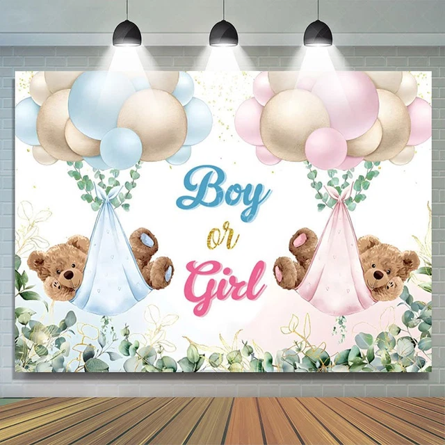 LOFARIS TEDDY BALLOONS Gender Reveal Baby Shower Backdrop $36.09 ...