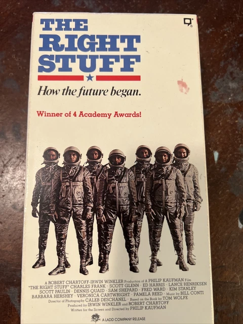 THE RIGHT STUFF VCR VHS Movie Tape Scott Glenn, Ed Harris 1983, 1987 ...