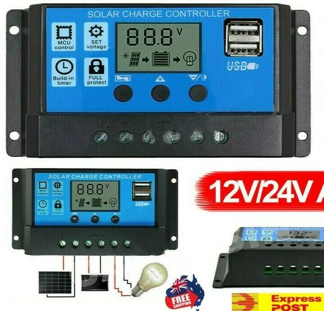SOLAR PANEL CHARGE Controller Regulator 12V/24V auto dual USB 20A Battery PWM $14.95 - PicClick AU