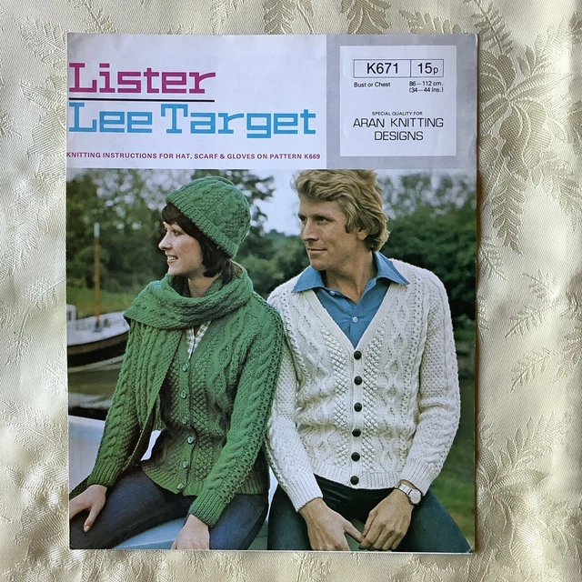 LISTER LEE TARGET knitting pattern K671. Aran cardigan 34-44" Original ...