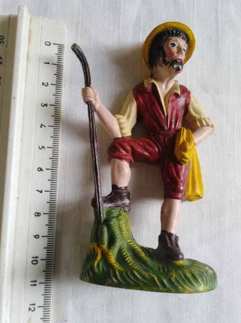 STATUINA PRESEPE IN plastica dura vintage ANNI 80 PASTORE Natale ...
