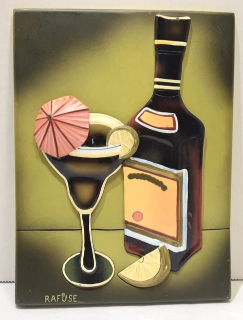 VINTAGE RAFUSE 3D Tile Bar Wall Art Cocktail SEE READ FLAW $14.99 ...