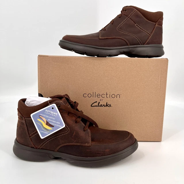 CLARKS BRADLEY MID Comfort Boots Size 11M Brown Leather Lace Up Boot £ ...
