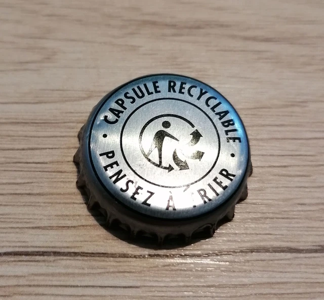 CAPSULE DE BIÈRE argentée et noire « capsule recyclable – pensez à ...