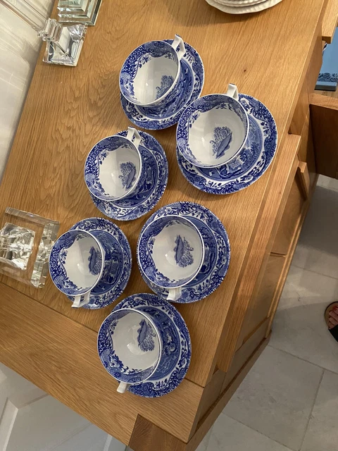 SPODE BLUE ITALIAN Tea Cups And Saucers X 6 New £21.00 - PicClick UK