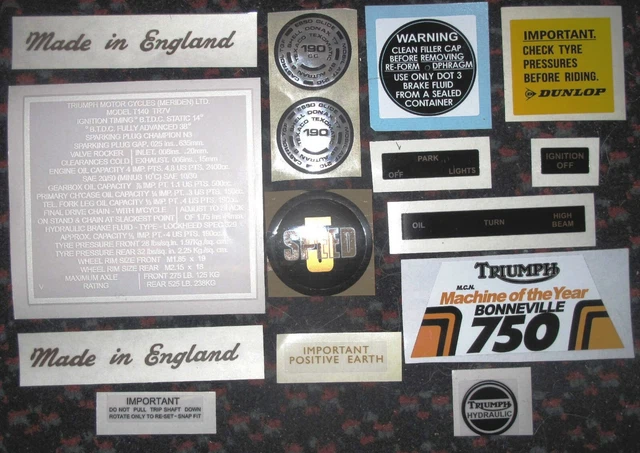 TRIUMPH T140 V 1973-1978 BONNEVILLE Decal Sticker SET £25.99 - PicClick UK
