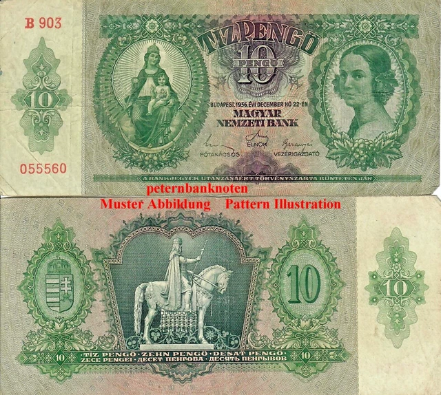 UNGARN HUNGARY 10 Pengö 1936 P. 100 ( VF-F) 6001# ️ ️ EUR 2,50 ...