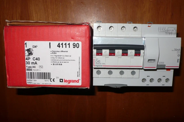 LEGRAND 411190 DISJONCTEUR DIFFERENTIEL 4POLES 40A 30mA TYPE AC TETRA. 40AMPERES EUR 134,00 ...