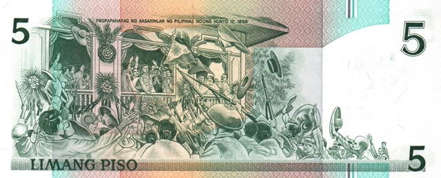 PHILIPPINES 5 PISO 1986 P-175b Commemorate Note (7618) UNC £5.44 ...