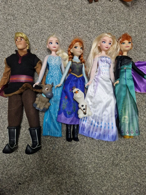 DISNEY PRINCESS FROZEN Elsa Anna Dolls Mattel Barbie Size Figures ...