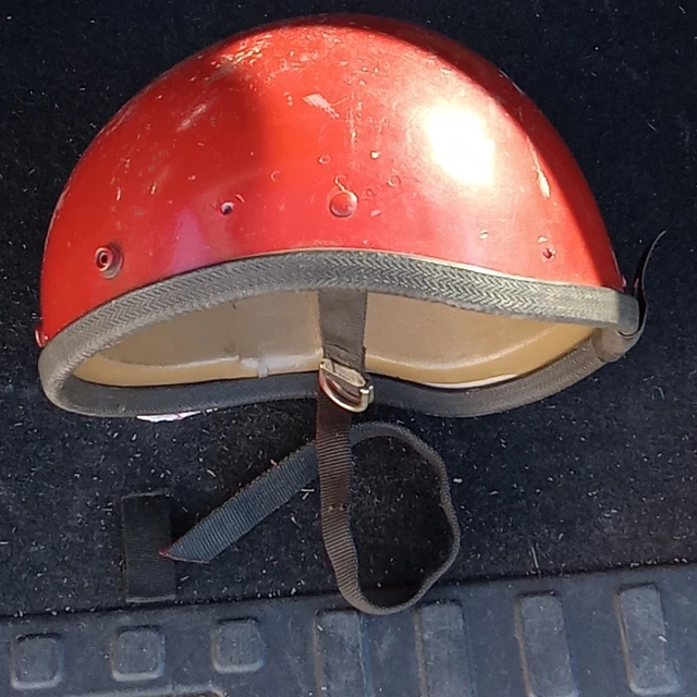 VINTAGE BUCO DEFENDER Half Helmet w/ Adjustable Chin Strap Painted Red ...