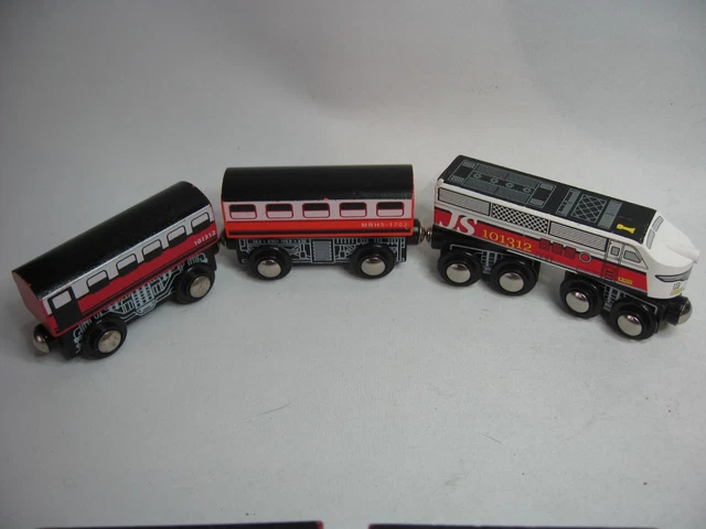 INTERCITY EXPRESS Red White Wooden Train Track Set ( Fits Brio Thomas ...