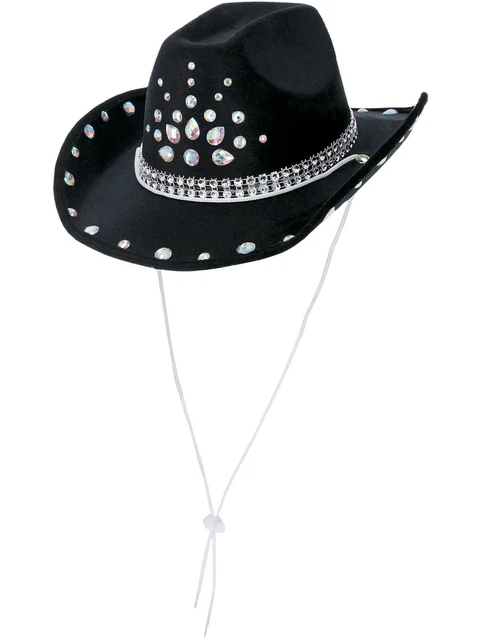 SMIFFYS BLACK RHINESTONE Cowboy Hat £11.88 - PicClick UK